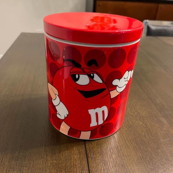 Unknown | Kitchen | Red Mms Candy Jar Cookie Jar Canister Crock | Poshmark